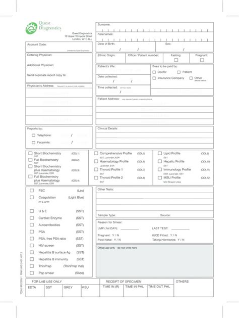 Lab Order Form Template