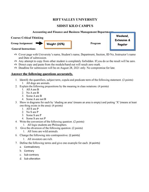 Critical Thinking Group Assignment 2 6kilo Rift Valley University