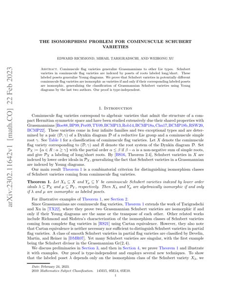 Pdf The Isomorphism Problem For Cominuscule Schubert Varieties