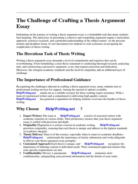 Writing A Thesis Argument Essay Pdf Essays Argument
