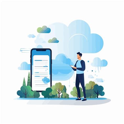 Premium Vector Cloudcomputingwithmanusingasmartphone
