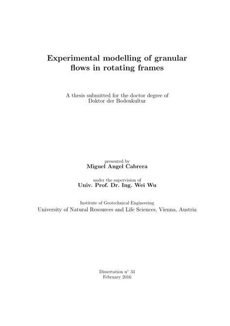Pdf Experimental Modelling Of Granular Flows In Rotating Frames