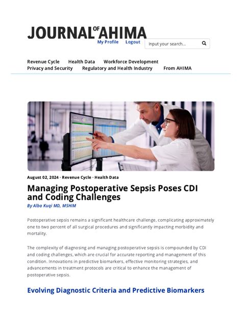 Managing Postoperative Sepsis Poses Cdi And Coding Challenges Pdf Sepsis Surgery