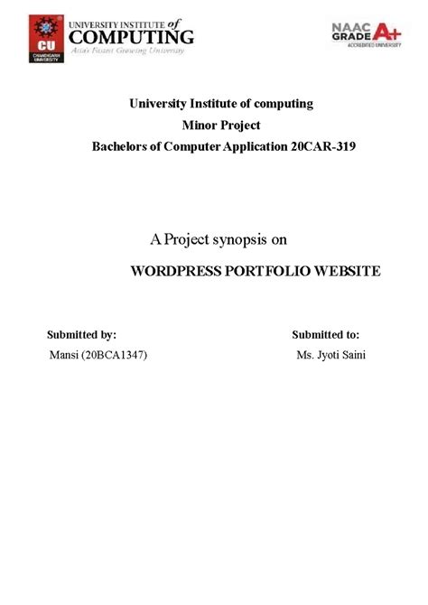 Final Project Report 20bca1347 Mansi University Institute Of Computing Minor Project Bachelors