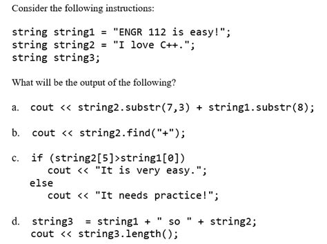 Solved Consider The Following Instructions String String1