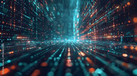 Abstract Digital Background Featuring Streaming Binary Code And Ai Algorithms Illustrating The