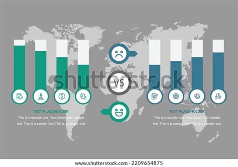 Omparison Infographic Bar Graphs Compare Description Stock Vector