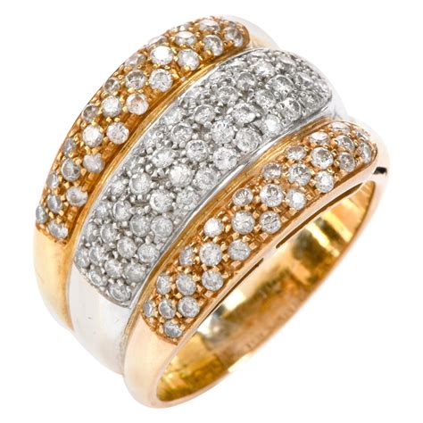 Cartier Tri Color Gold Diamond Three Rope Bands Ring At 1stdibs