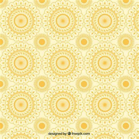 손으로 그린 황금 꽃 패턴 무료 벡터