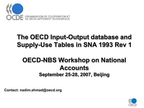 The Oecd Input Output Database And Oecd Nbs Workshop On National Accounts