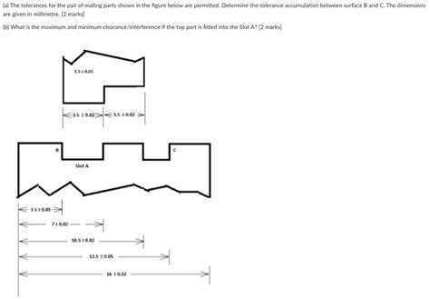 Solved A The Tolerances For The Pair Of Mating Parts Shown In The
