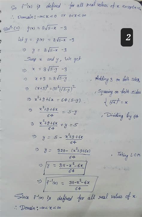 Solved Find The Inverse Function Of Each Of The Following Functions