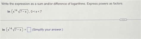 Solved Write The Expressiom As A Sum And Or Difference Of Chegg Com