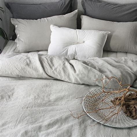 블랑데코 스톤워싱 린넨 베딩세트 연그레이 위시버킷