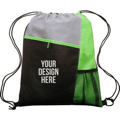 Advertising Mesh Pocket Drawstring Backpacks