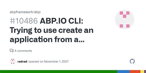 abp io cli trying to use create an application from a custom template using templates app