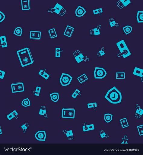 Set Safe Fingerprint Door Lock Lock And Shield Vector Image