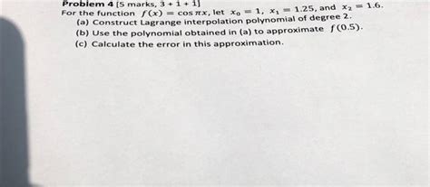 solved problem 4 [5 marks 3 1 1] for the function