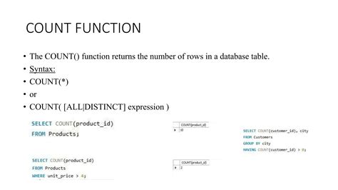 Aggregate Functions In Sqlpptx