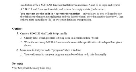 Solved In Addition Write A Matlab Function That Takes Two