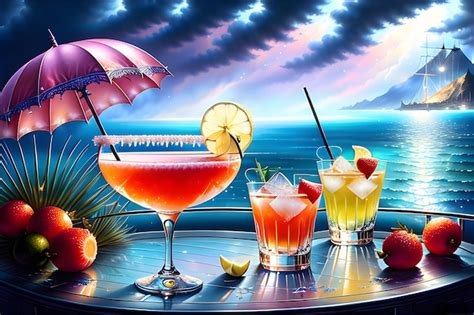 Premium Ai Image Cocktail On The Beach Created With Generative Ai Tools