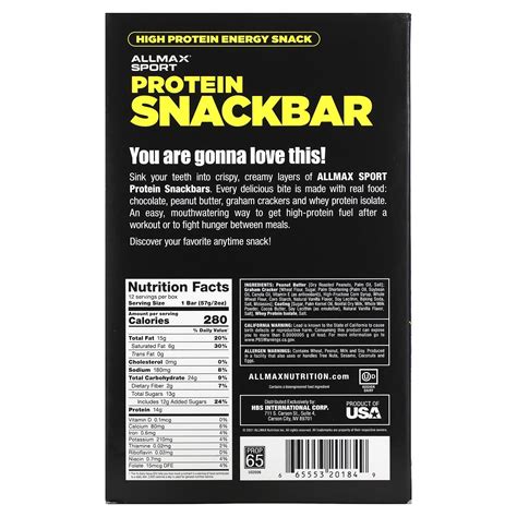 Allmax Sport Protein Snack Bar White Chocolate Peanut Butter 57g Wellness Market