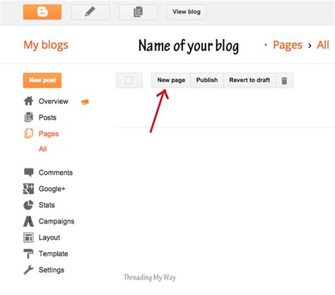 Threading My Way Creating Pages Adding A Navigation Menu To A Blogger Blog