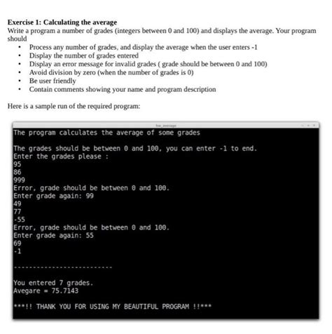 Solved Exercise 1 Calculating The Average Write A Program A Chegg