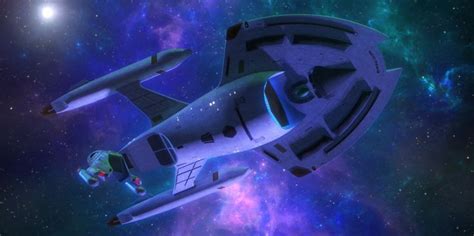 The Birth Of Stars Uss Twilight In A Blue Nebula
