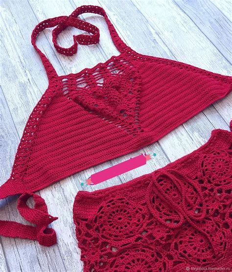 Купальник раздельный вязаный Fire в интернет магазине на Ярмарке Мастеров Купальники Каменск