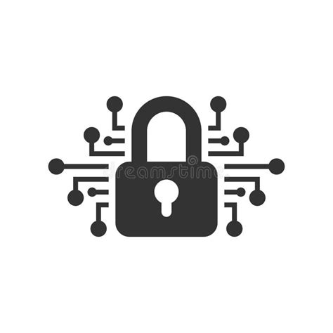 Cyber Security Icon In Flat Style Padlock Locked Vector Illustration