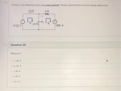 Solved Find V In The Following Circuit Using Loop Analysis