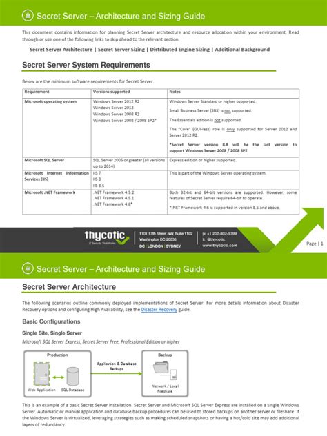 Silo Tips Secret Server Architecture And Sizing Guide Pdf World
