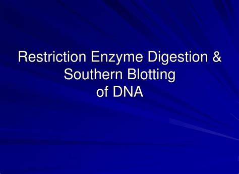 Ppt Restriction Enzyme Digestion And Southern Blotting Of Dna