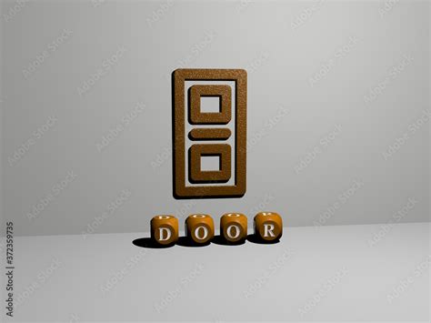 3d graphical image of door vertically along with text built by metallic