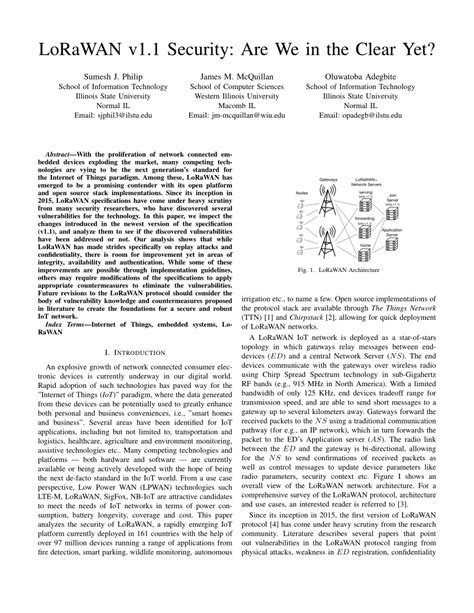 PDF LoRaWAN V1 1 Security Are We In The Clear Yet