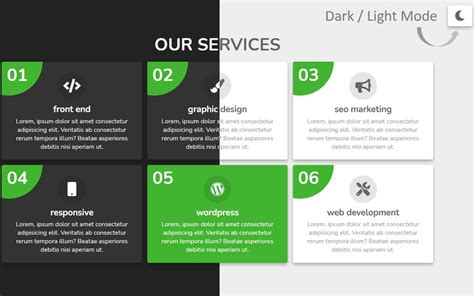 使用 Html Css 和 Javascript 创建具有深色浅色模式的响应式服务部分哔哩哔哩bilibili