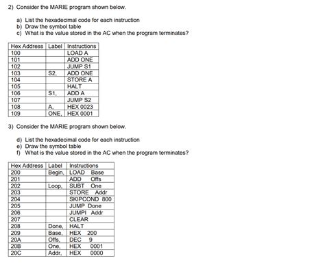 2 Consider The Marie Program Shown Below A List