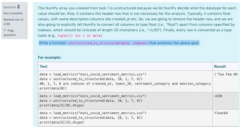 Solved Question 2 Not Complete Marked Out Of 200 The Numpy