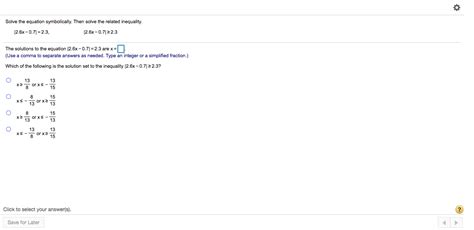 Solved Solve The Equation Symbolically Then Solve The Chegg