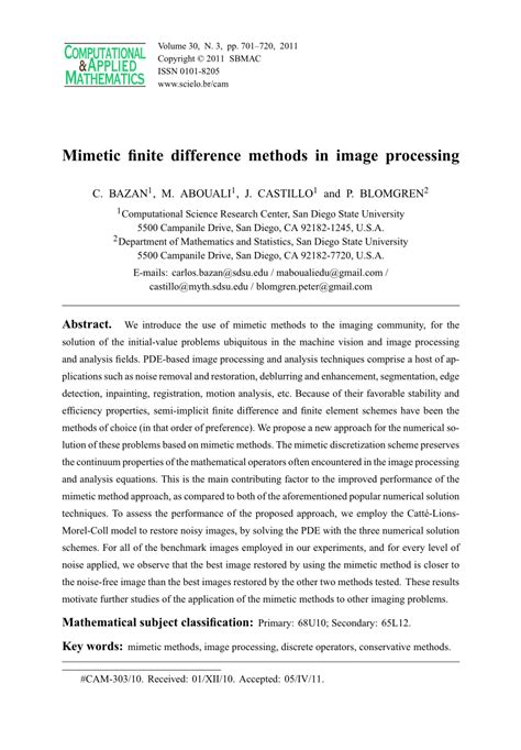 Pdf Mimetic Finite Difference Methods In Image Processing