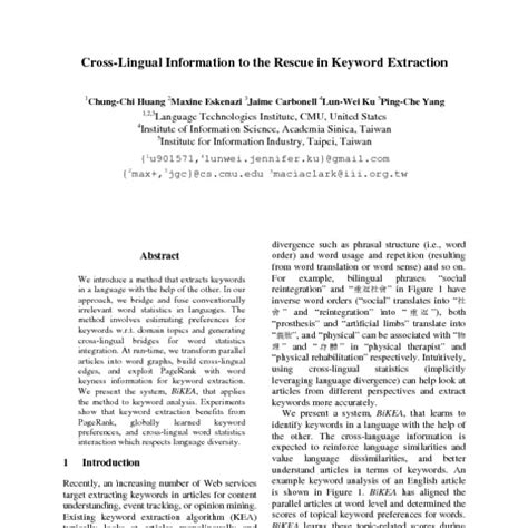 Cross Lingual Information To The Rescue In Keyword Extraction Acl Anthology
