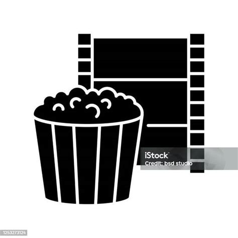 영화 밤 검은 색 글리프 아이콘 극장 쇼 저녁 영화에서 영화를 보세요 텔레비전 및 엔터테인먼트 기호 간식으로 여가 공백에 실루엣 기호 벡터 격리 된 그림 0명에 대한 스톡