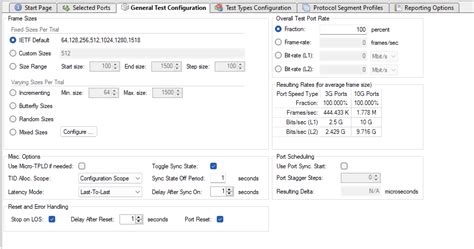General Test Configuration Panel Xena User Manual