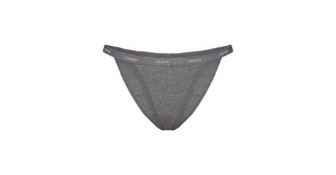Track Skims Lightweight Cotton Logo Picot String Bikini Dark Heather