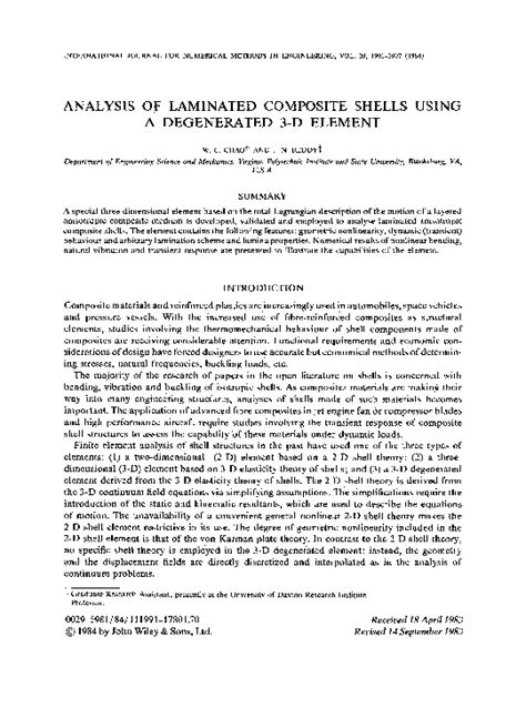 Pdf Analysis Of Laminated Composite Shells Using A Degenerated 3 D