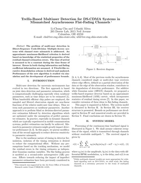Pdf Trellis Based Multiuser Detection For Ds Cdma Systems In
