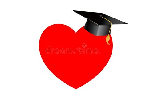 Red Heart With Graduation Cap Sex Education Concept 3d Rendering Stock Illustration