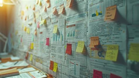 Sticky Notes And Diagrams For Manual Process Workflow Planning Stock