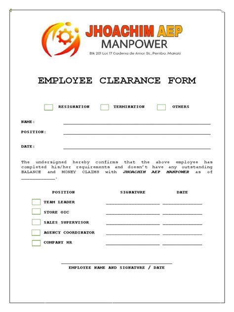 Aep Clearance Form Pdf